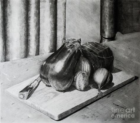 Cutting Board Still Life Drawing By Travis Ricks Fine Art America
