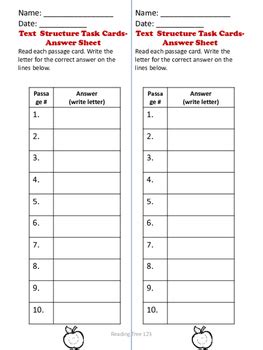 Text Structure Task Cards By Reading Tree Teachers Pay Teachers