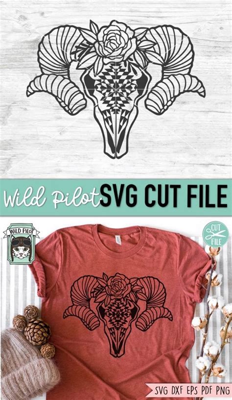 Ram Skull Svg File Flower Skull Svg Bighorn Sheep Svg File Floral