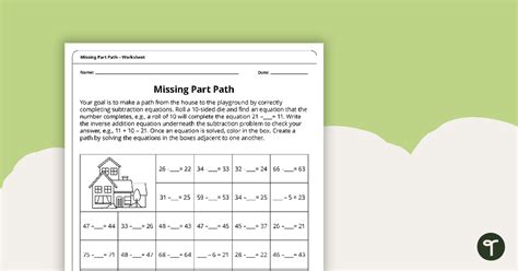 Missing Parts Worksheets