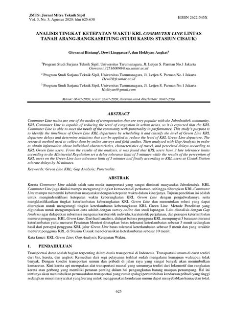 Analisis Tingkat Ketepatan Waktu Krl Commuter Line Download Free Pdf
