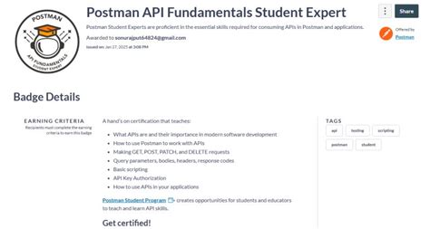 Completed The Postman Api Course Gaining Expertise In Api Development