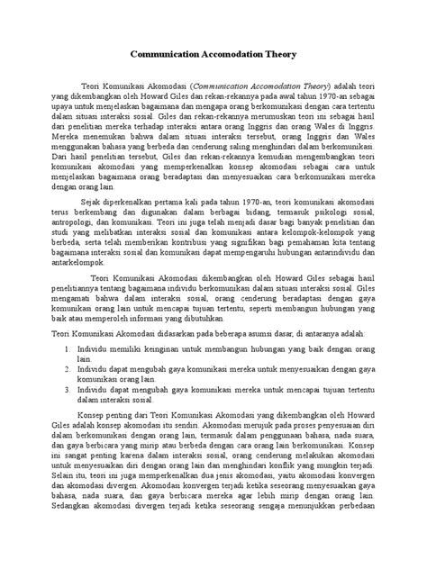 Communication Accomodation Theory Pdf