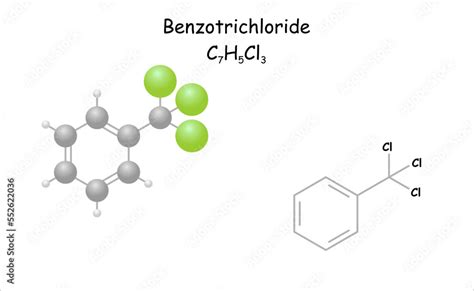 Stylized Molecule Model Structural Formula Of Benzotrichloride Stock Vector Adobe Stock