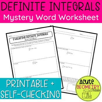 Evaluating Definite Integrals Activity Fundamental Theorem Of Calculus