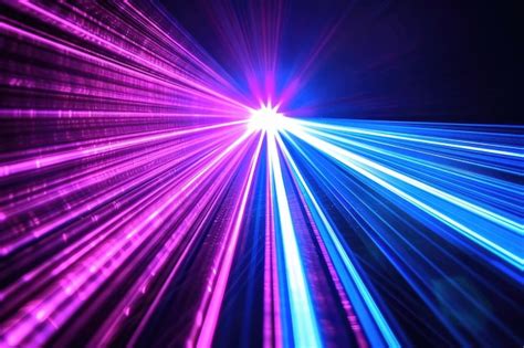 Premium Photo | Blue and violet beams of bright laser light shining on ...