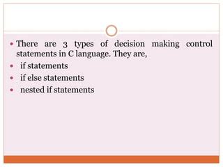 Decision Control And Iterative Statements PPT