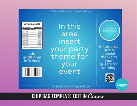 Chip Bag Template Blank Chip Bag Template Etsy