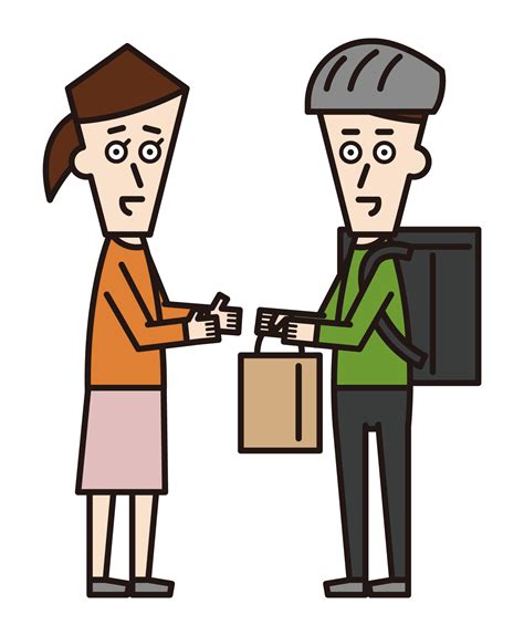 자전거로 음식을 배달하는 남자의 그림 무료 일러스트 소재집 Kukukeke