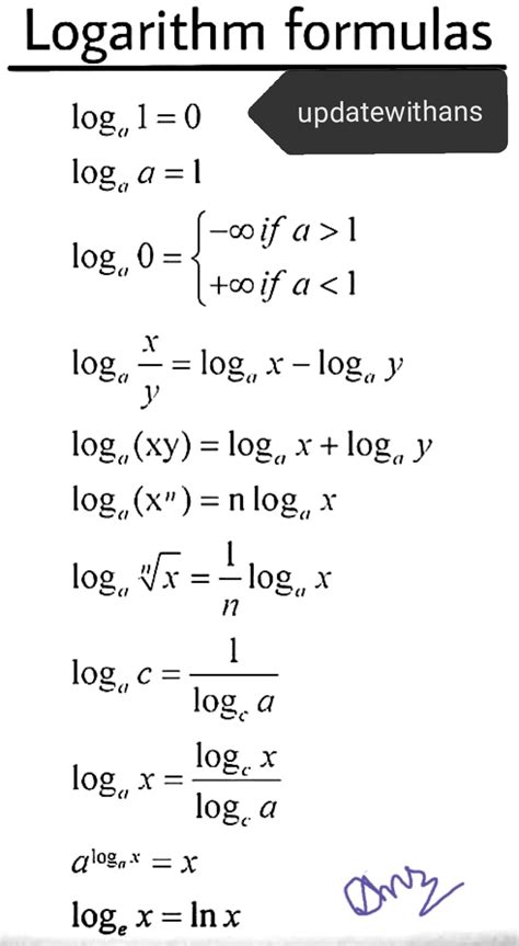 Update ANS Logarithm Formulas