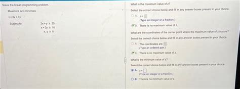 Solved Solve The Inear Progamming Problem Maximize And Chegg