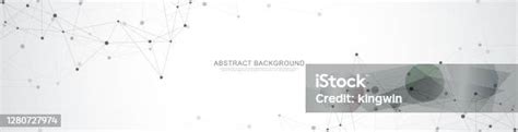 추상적 기하학적 배경과 점과 선을 연결하는 웹 사이트 헤더 또는 배너 디자인 글로벌 네트워크 연결 텍스트에 대한 주부 배경과 공간을 가진 디지털 기술 컴퓨터 네트워크에 대한