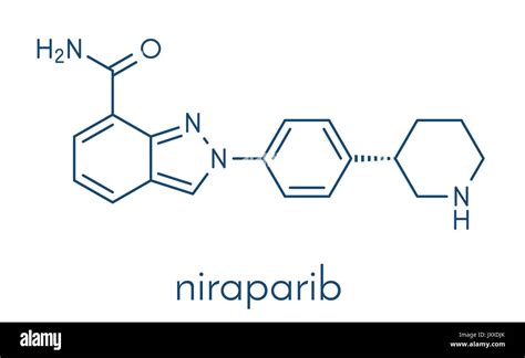 Niraparib Cancer Drug Molecule Parp Inhibitor Skeletal Formula Stock