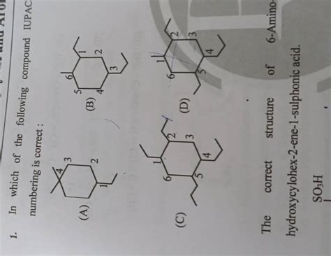 In Which Of The Following Compound Iupac Numbering Is Correct Filo