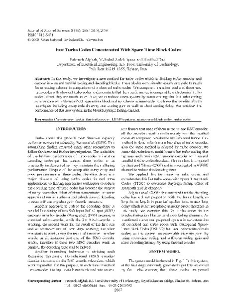 pdf fast turbo codes concatenated with space time block codes abolfazl razi