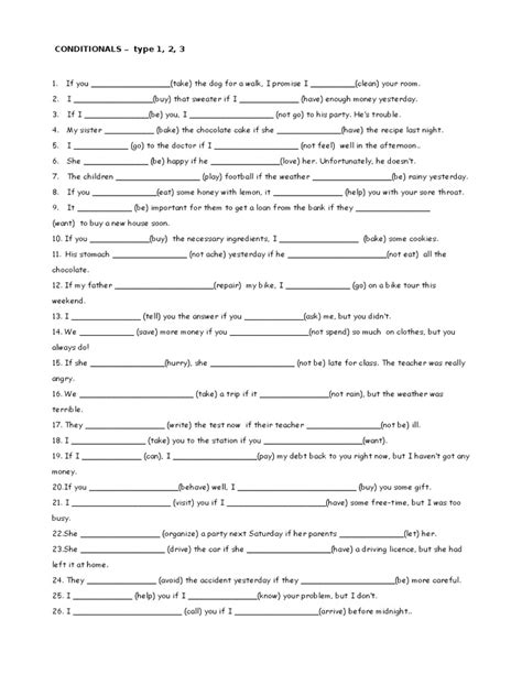 Conditional Sentences Type 1 2 And 3