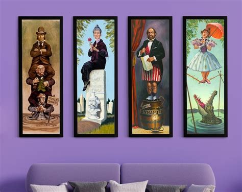 Set Of 4 Haunted Mansion Stretching Room Portraits Etsy