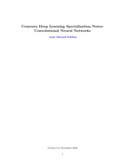 Convolutional Neural Networks Notes Pdf Artificial Neural Network Applied Mathematics