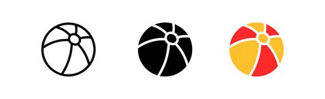 공 세트 아이콘입니다 게임 해변 배구 바다를 즐기고 휴식을 취하십시오 엔터테인먼트 개념입니다 선에 있는 벡터 아이콘 흰색 배경에 검은색과 화려한 스타일 0명에 대한 스톡