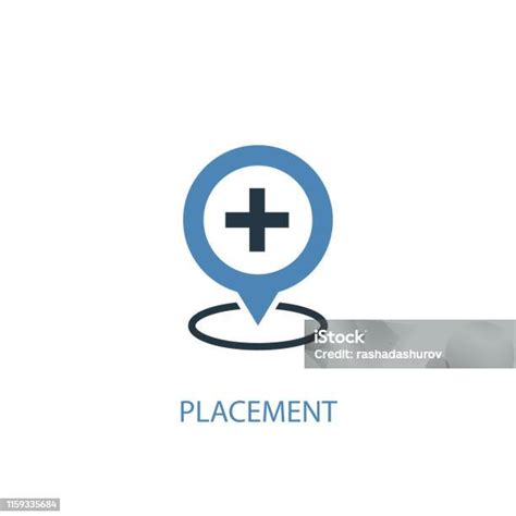 배치 개념 2 컬러 아이콘 간단한 파란색 요소 그림입니다 배치 개념 기호 디자인 웹 및 모바일 Ui Ux에 사용할 수 있습니다 지도 핀 아이콘에 대한 스톡 벡터 아트 및