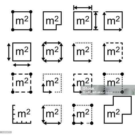 평방 미터 아이콘입니다 M2 기호입니다 토지 면적 아이콘을 측정합니다 치수 픽토그램을 배치합니다 평방 미터 단위의 평평한 지역