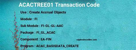 ACACTREE01 SAP Tcode For Create Accrual Objects