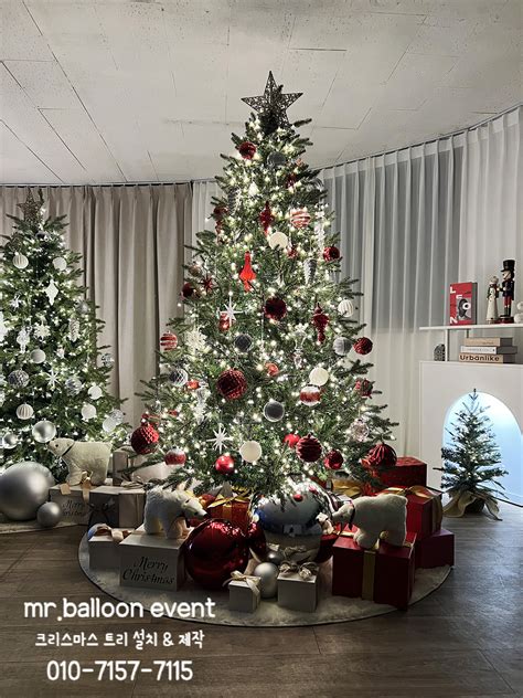크리스마스장식 레드화이트 트리