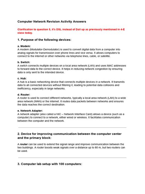 Computer Network Revision Activity Answers Pdf Computer Network World Wide Web