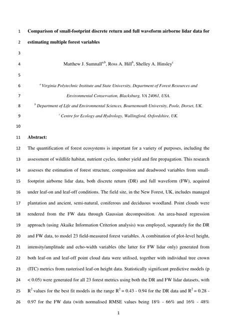 Pdf Comparison Of Small Footprint Discrete Return And Full Waveform Airborne Lidar Data For