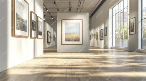 Modern Art Gallery Interior With Sunbeams And Wooden Floor Minimalist
