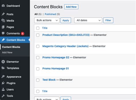 Content Blocks Magento Wordpress Integration Fishpig