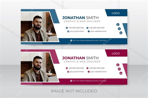 기업 이메일 서명 디자인 또는 개인 소셜 미디어 표지 템플릿 프리미엄 벡터