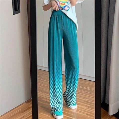 กางเกงขายาวลายตาราง ไล่สี กางเกงเอวสูง ผ้านิ่มใส่สบาย ชิลๆ มี3สี กางเกงผู้หญิง พร้อมส่งจากไทย มี