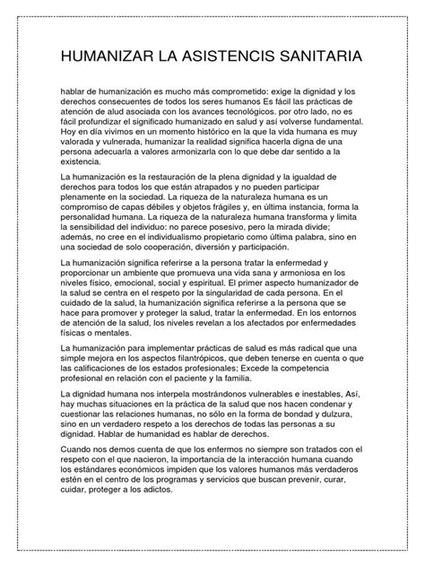Humanizar La Asistencis Sanitaria1 Pdf