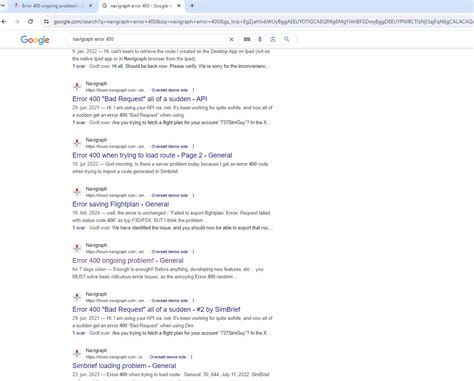 Error 400 Ongoing Problem General Navigraph