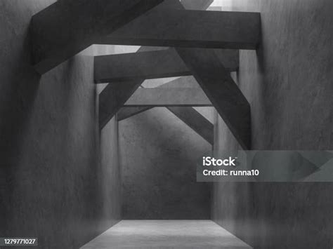 다양한 각도 콘크리트 빔 3d 렌더링빈 로프트 스타일의 방 장식 0명에 대한 스톡 사진 및 기타 이미지 0명 3차원 형태 개념 Istock