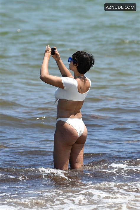 Jackie Cruz Sexy In A Tie Front White Bikini As She Relaxes And Hits The Water On Miami Beach