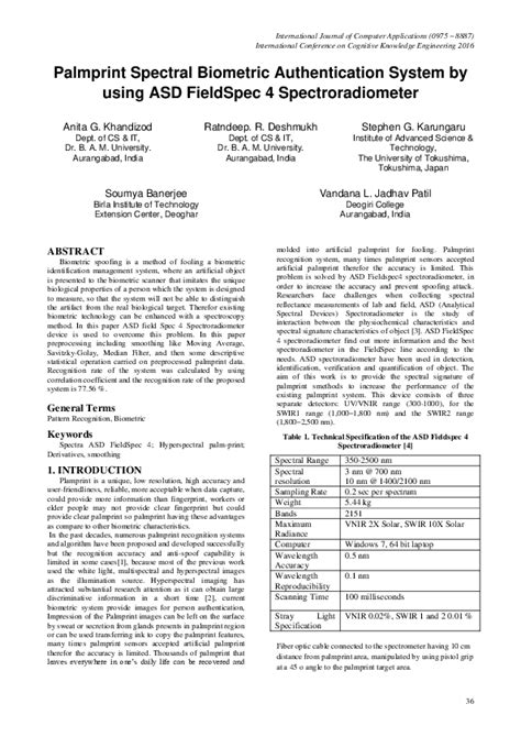 Pdf Palmprint Spectral Biometric Authentication System By Using Asd