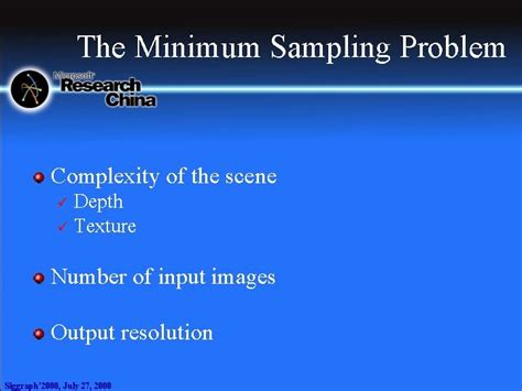 Siggraph 2000 Plenoptic Sampling Jinxiang Chai Xin Tong