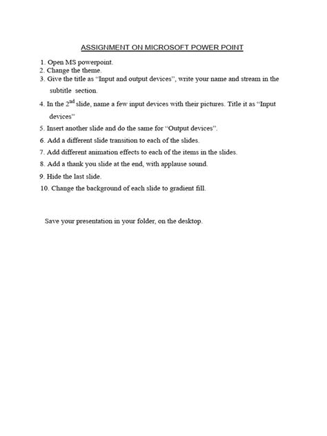 Assignment On Microsoft Power Point For Bcom Pdf