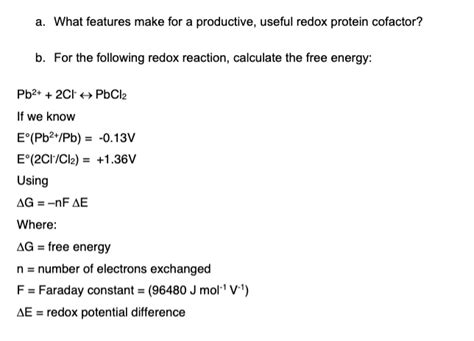 Solved A What Features Make For A Productive Useful Redox
