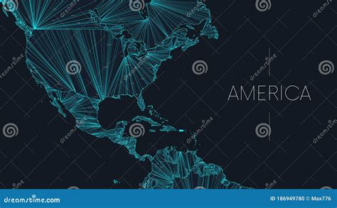 Polygonal Map Of The American Continent With Nodes Linked By Lines