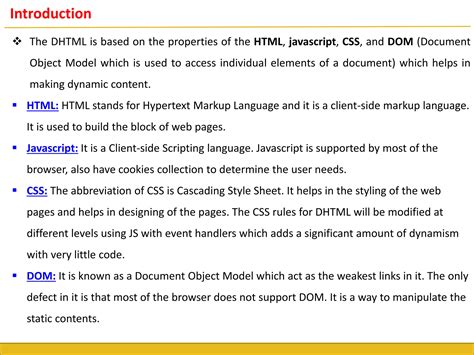 Dhtml Vs Html Understanding The Dynamic Web Technologies Ppt