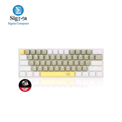 Redragon K606 Lakshmi Gaming Keyboard Yellow White Grey Brown Switches