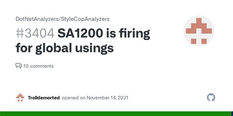 Sa1200 Is Firing For Global Usings · Issue 3404 · Dotnetanalyzersstylecopanalyzers · Github