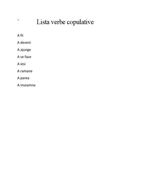 Lista Verbe Copulative Pdf