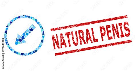 Rounded Dot Mosaic Down Left Rounded Arrow And NATURAL PENIS Scratched Stamp Imitation Stamp