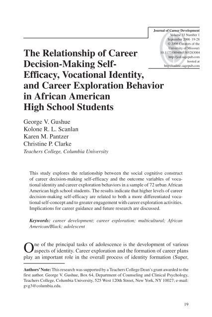 The Relationship Of Career Decision Making Self Efficacy