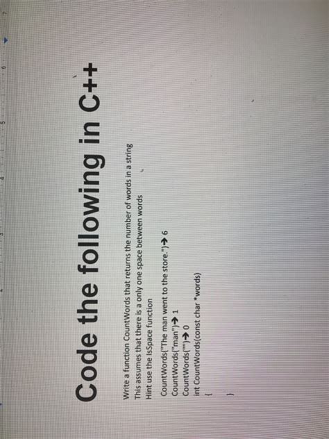 Solved Code The Following In C Write A Function Countwords
