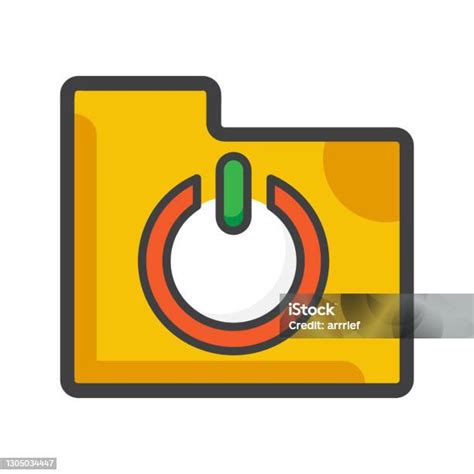 전원 아이콘이 있는 폴더입니다 폴더 그림입니다 플랫 벡터 아이콘입니다 아이콘 디자인 요소 Ui 웹 앱에 사용할 수 있습니다 0명에 대한 스톡 벡터 아트 및 기타 이미지